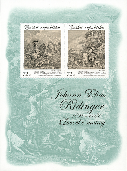 Czech Republic - 2024 Artwork on stamps: JE Ridinger, hunting graphics ...