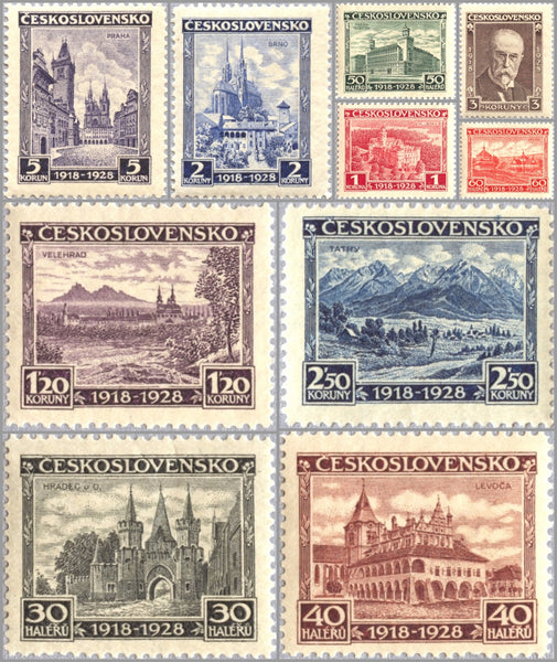 #142-151 Czechoslovakia - 10th Anniv. of Czech. Independence (MLH ...