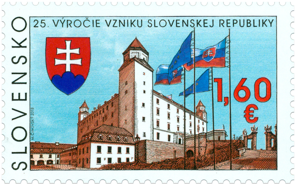 #782 Slovakia - Bratislava Castle and Slovakian Coat of Arms (MNH ...